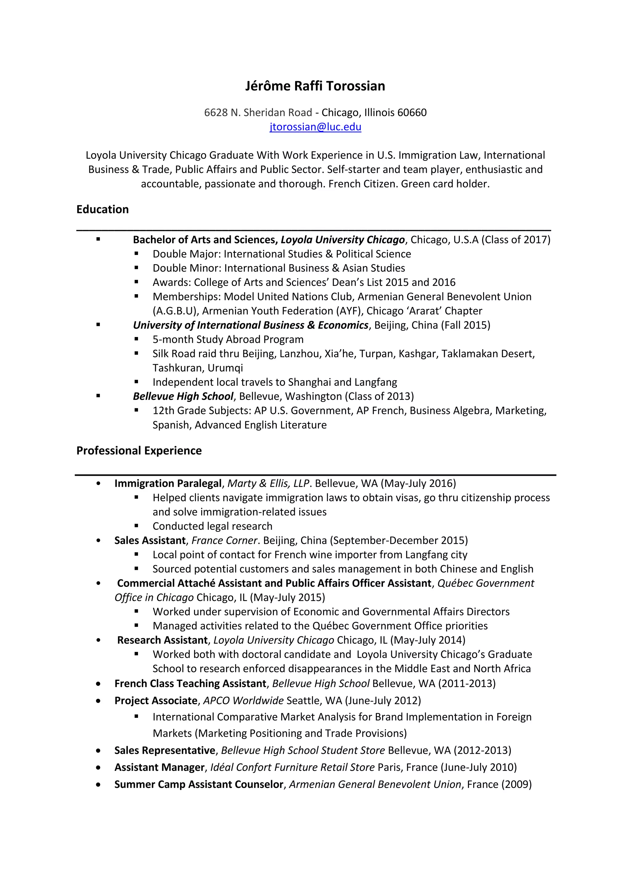 Resume jerome Torossian 2017 | PDF