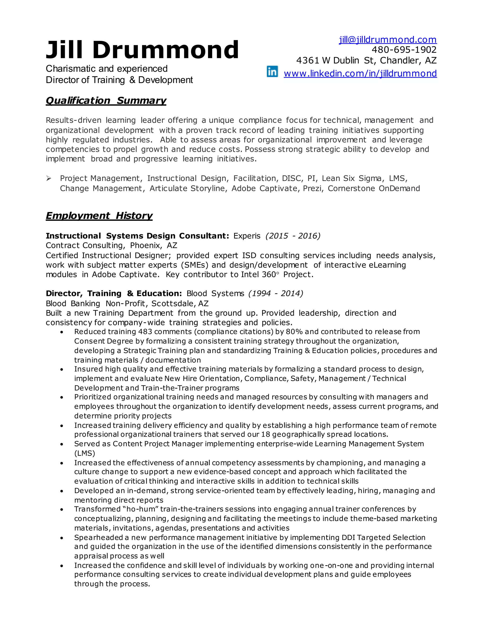 Resume jill drummond | DOCX