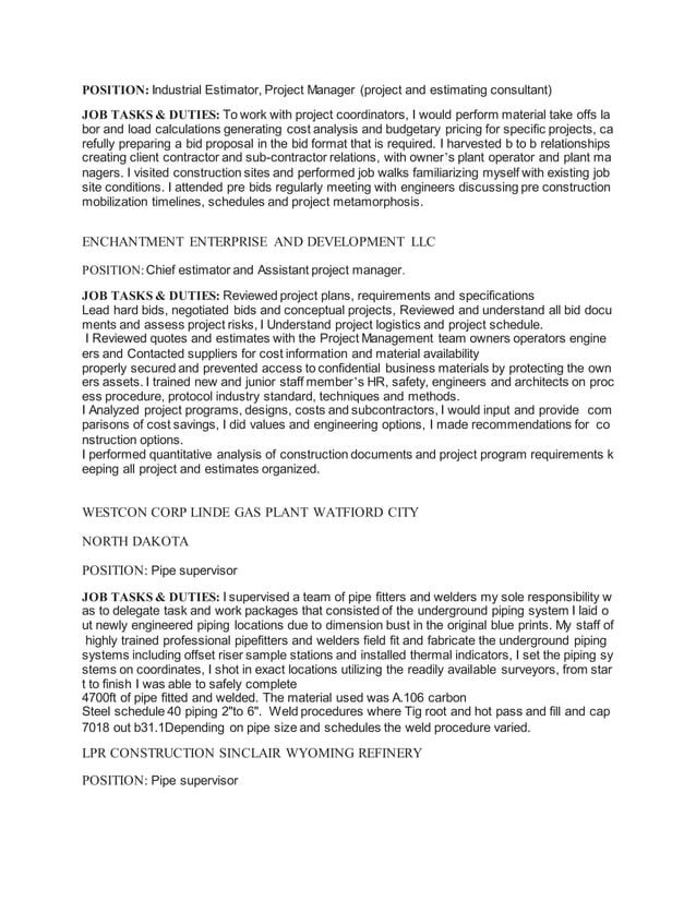 Resume joseph chavez | DOCX | Civil Engineering Industry | Industries