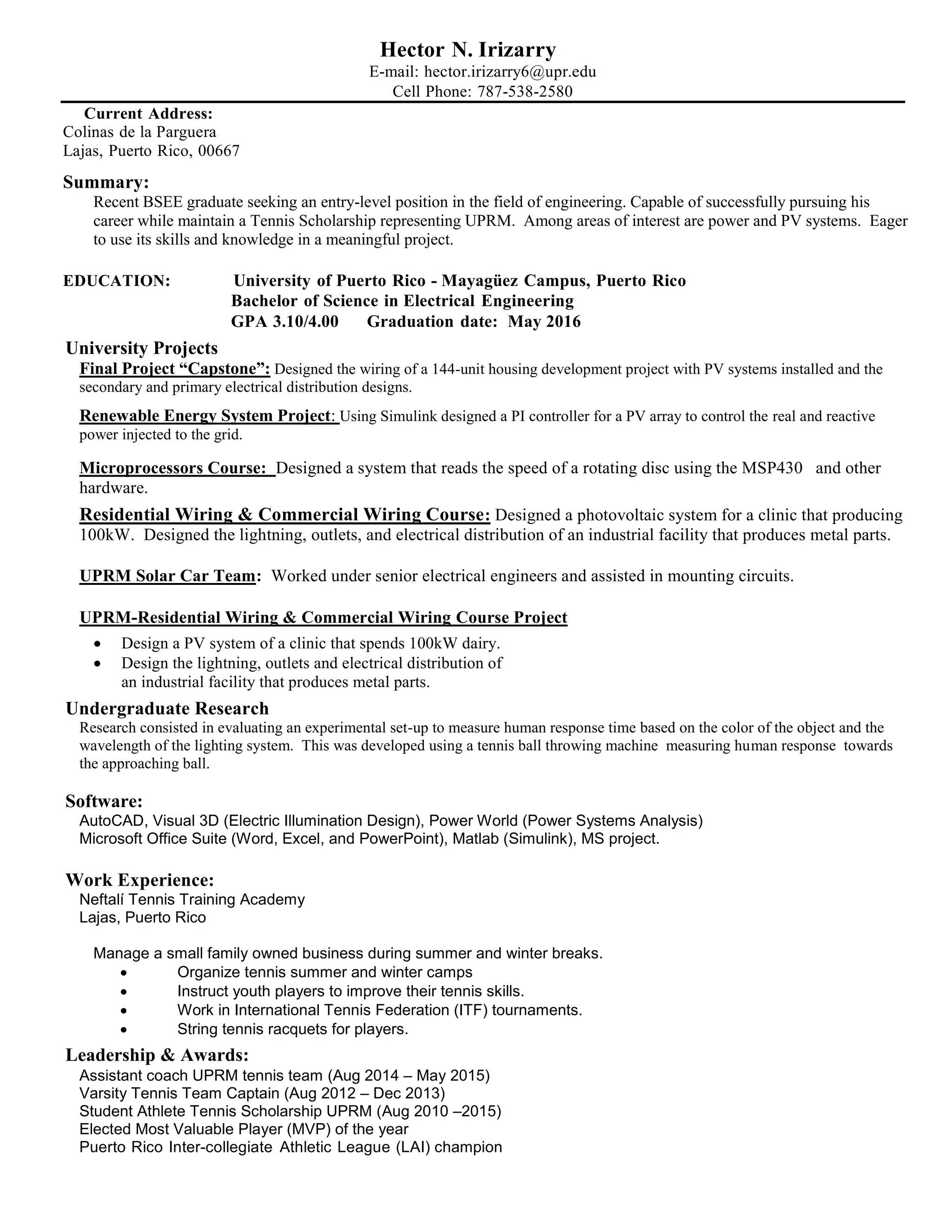 Resume Hector Irizarry | PDF