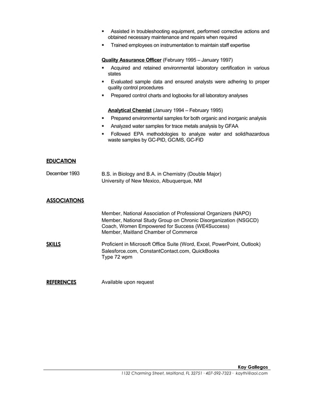 Resume Kay Gallegos 2010 | PDF