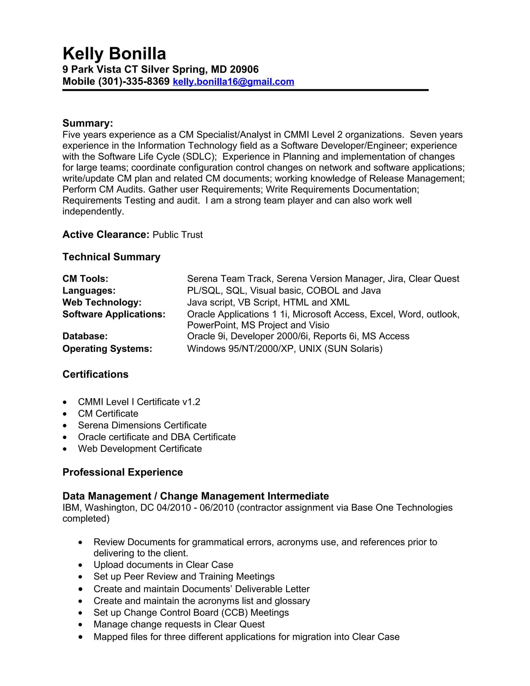 Resume Kelly Db | DOC