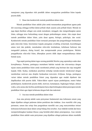 HAKIKAT METODE PENDIDIKAN DALAM ISLAM | PDF