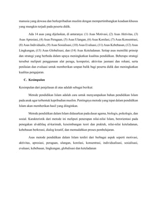 HAKIKAT METODE PENDIDIKAN DALAM ISLAM | PDF