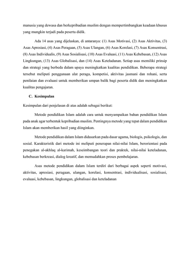 HAKIKAT METODE PENDIDIKAN DALAM ISLAM | PDF