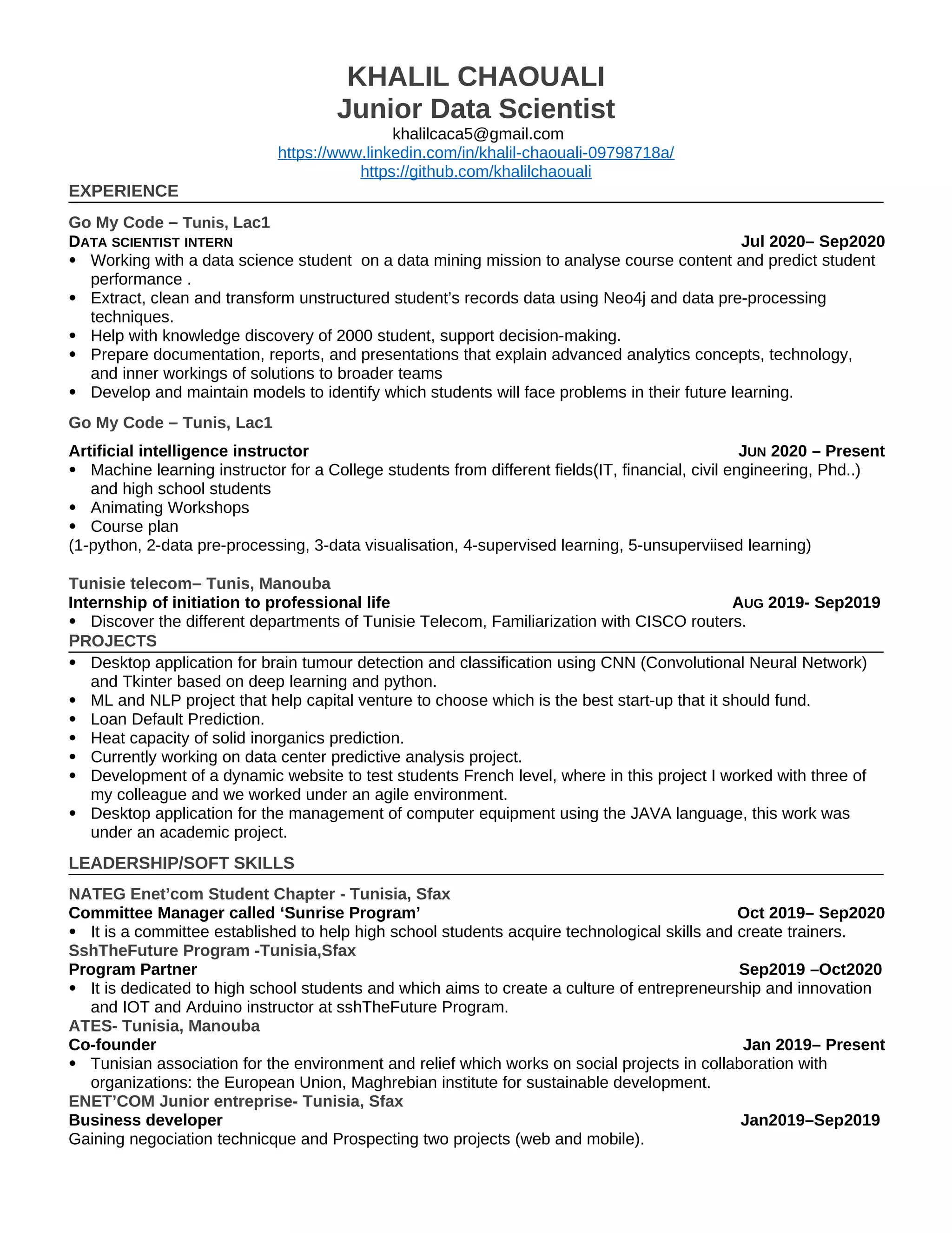 Resume khalil chaouali | PDF