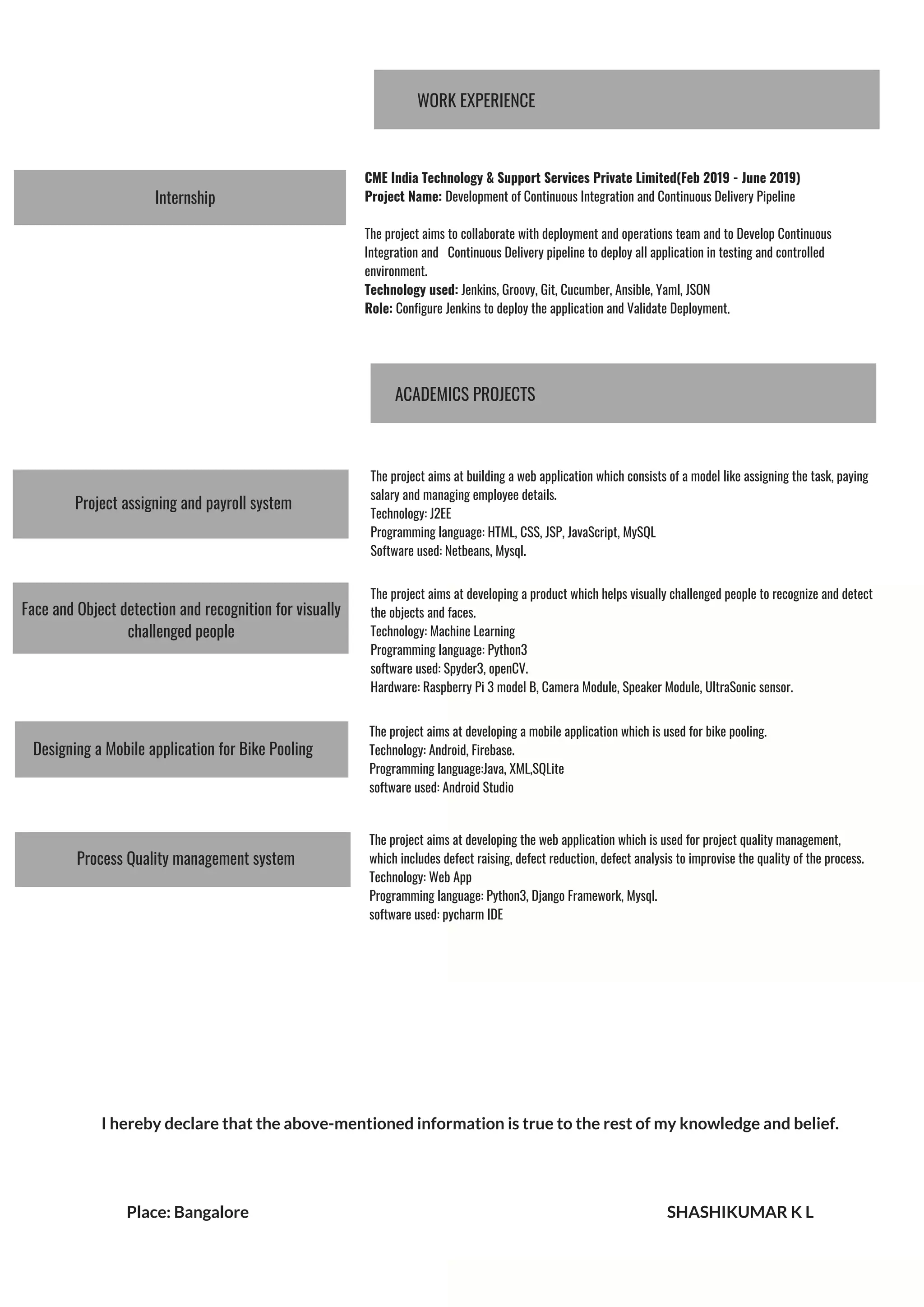 Resume kl shashikumar | PDF