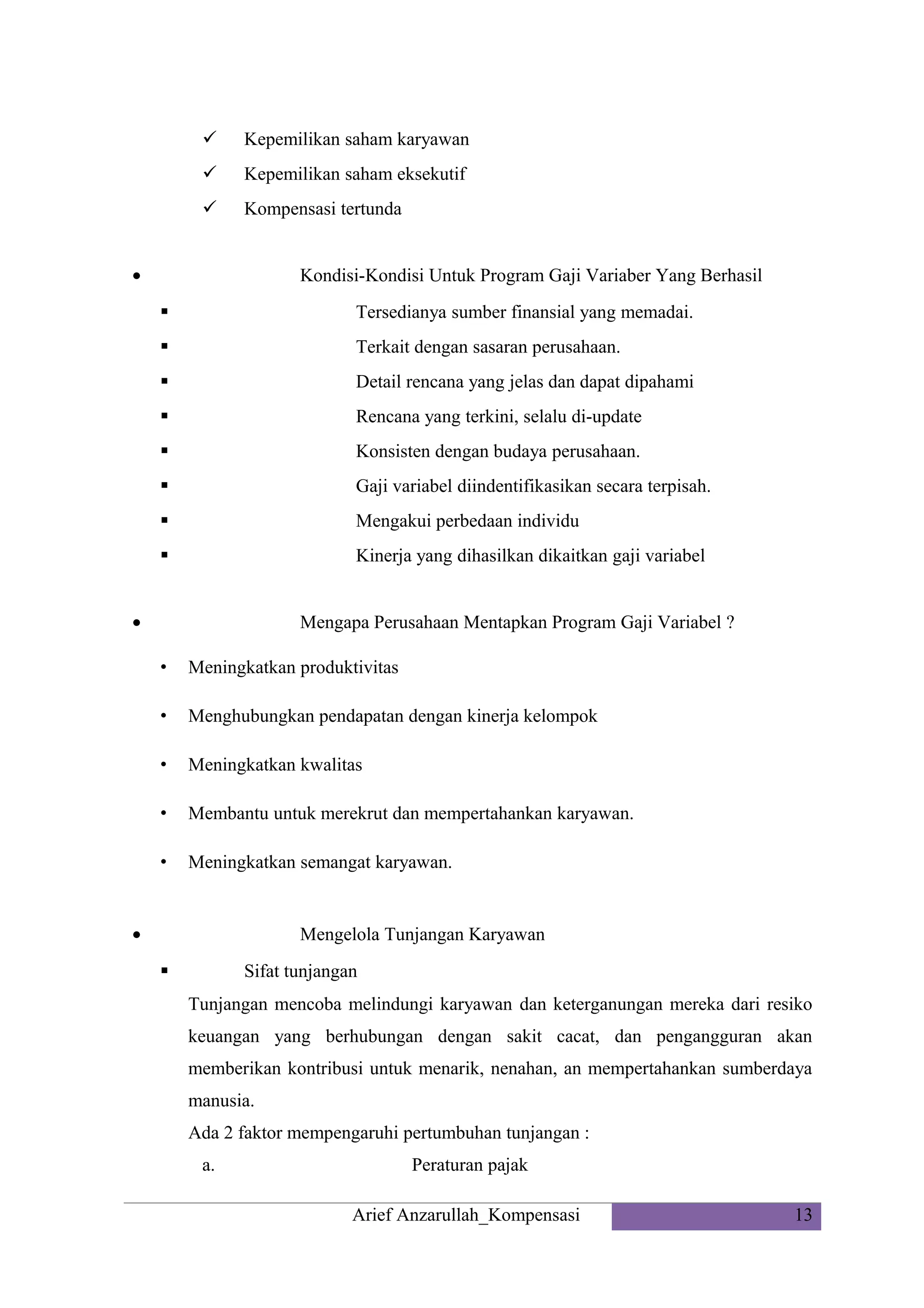 Resume Kompensasi SDM | PDF