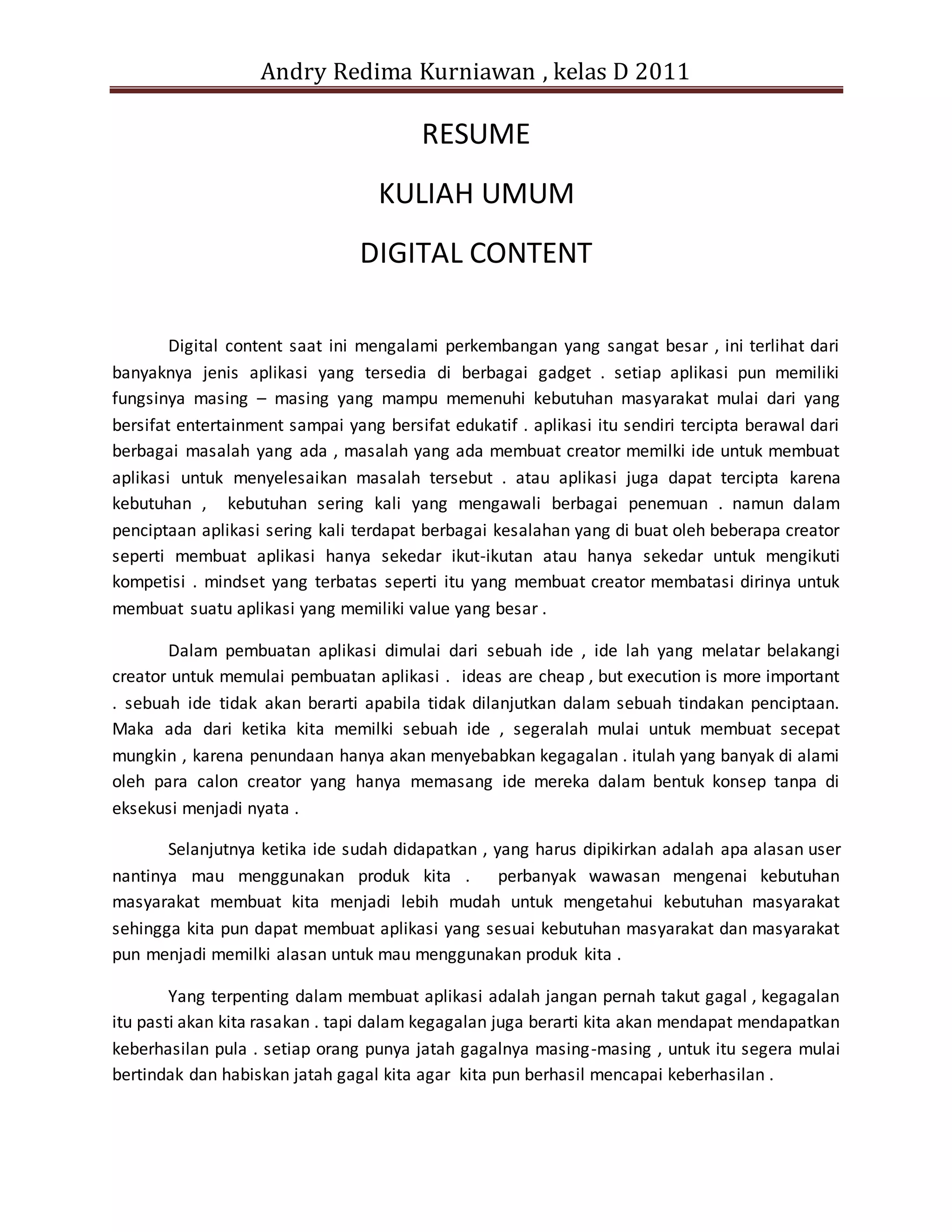 Resume kuliah umum digital content | DOCX