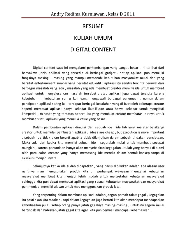 Resume kuliah umum digital content | DOCX