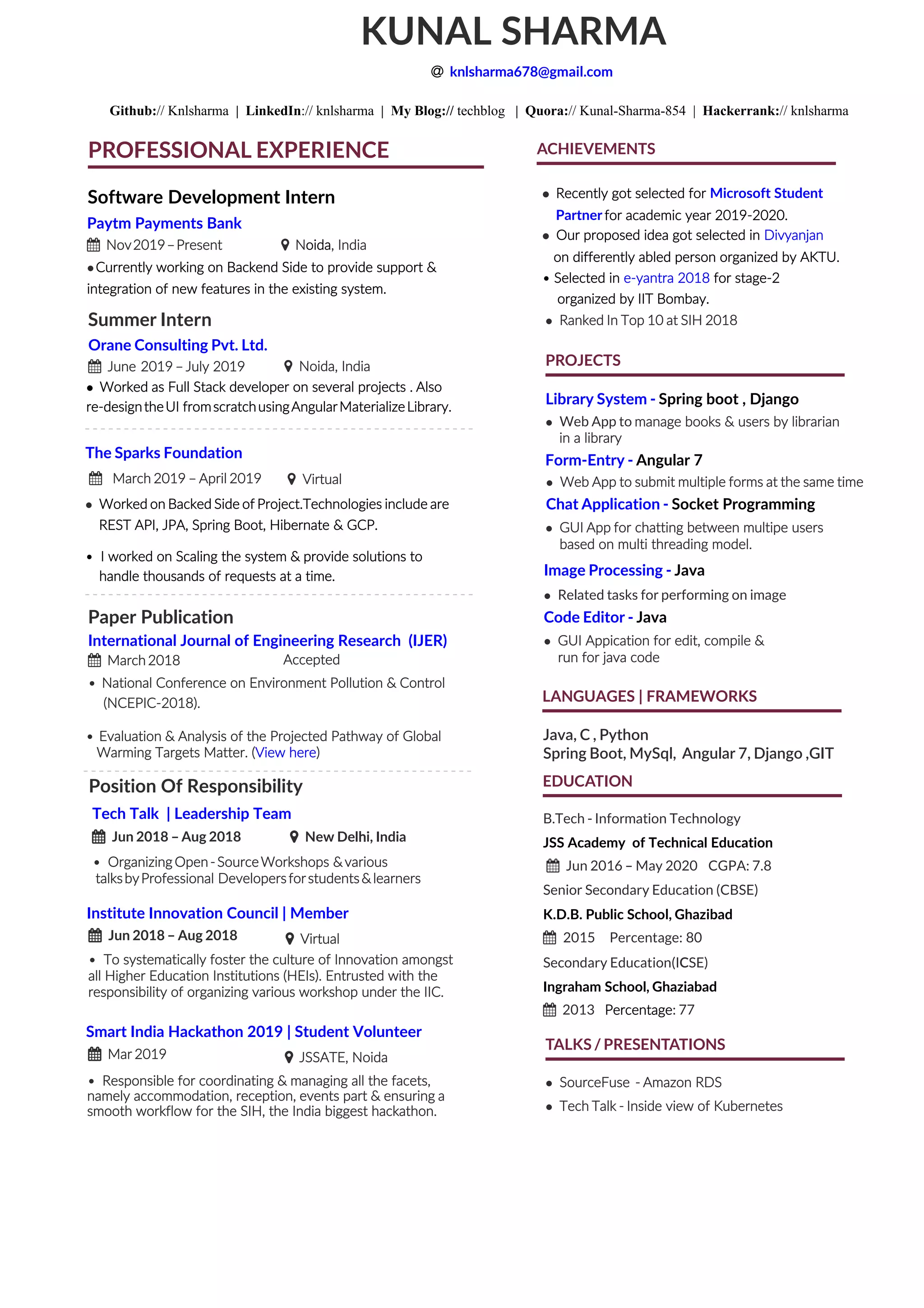 Resume kunal sharma | PDF