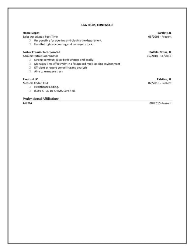 Resume LISA M HILLIS-2016-04 | PDF