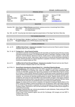 resume Luca Menichini | PDF