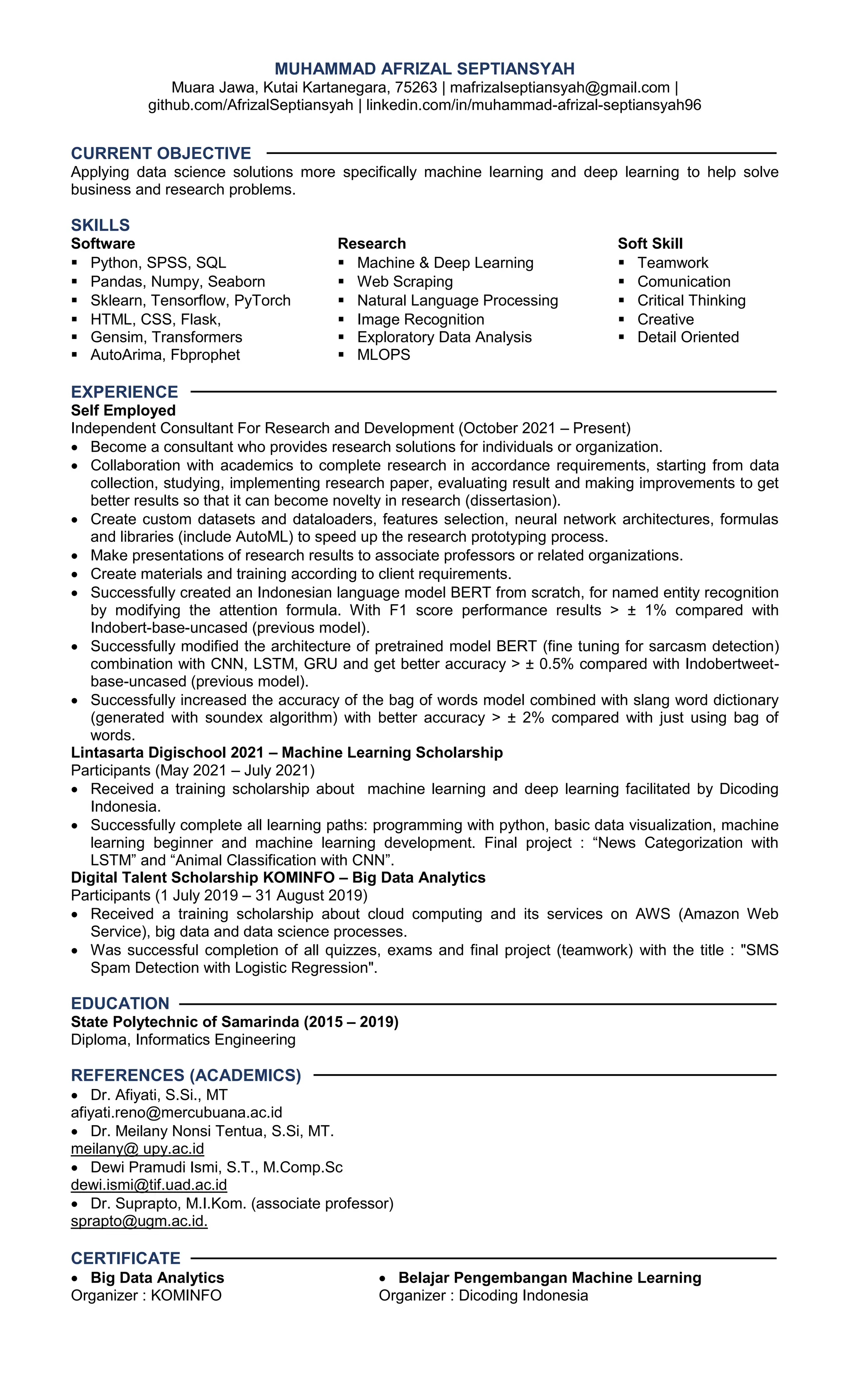 Resume Muhammad Afrizal Septiansyah 2024 | PDF