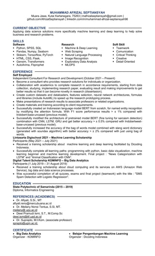 Resume Muhammad Afrizal Septiansyah 2024 | PDF