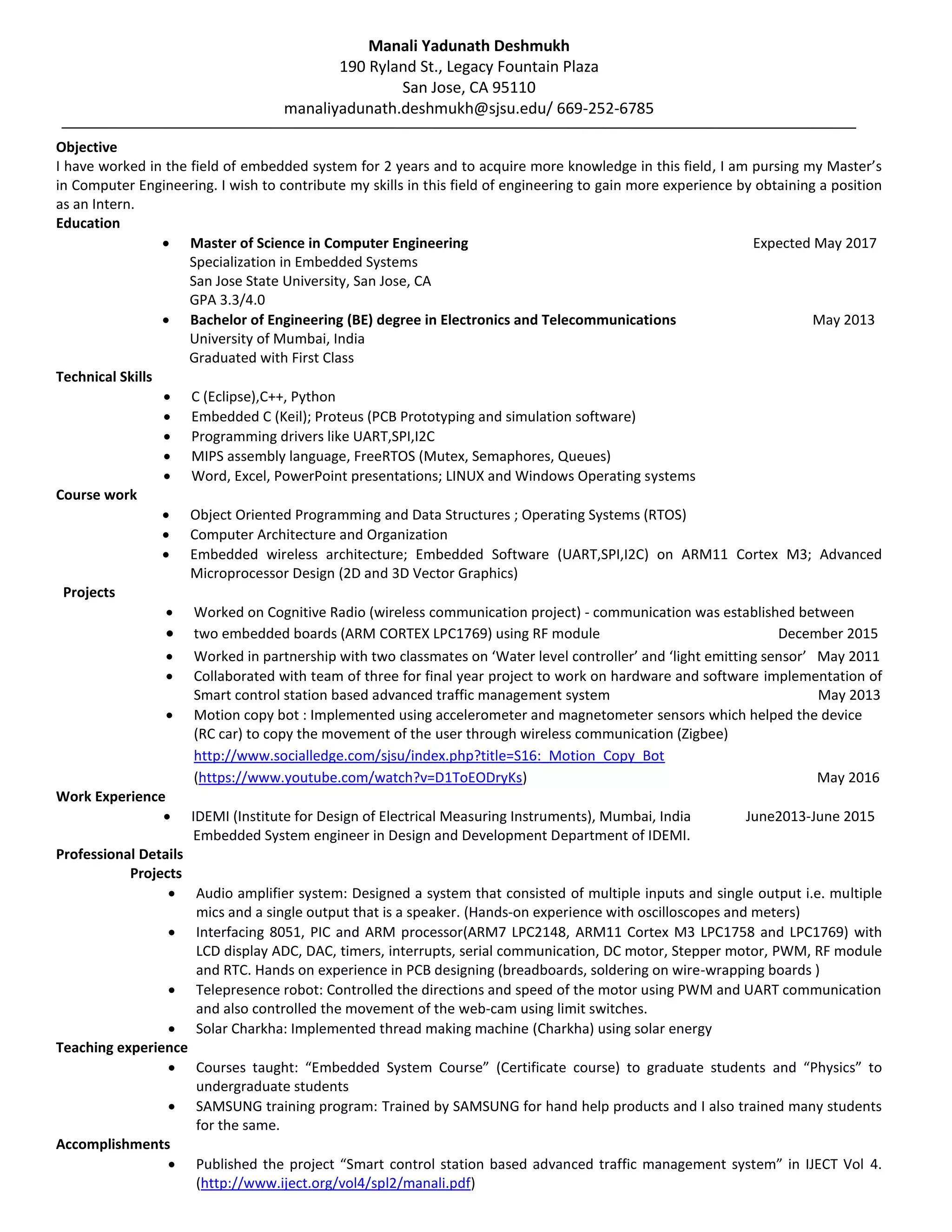 Resume manali deshmukh | PDF