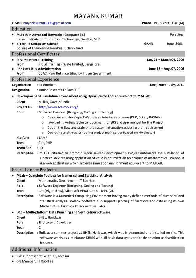 Resume(march 04, 2012) | PDF | Computer Software and Applications | Computing