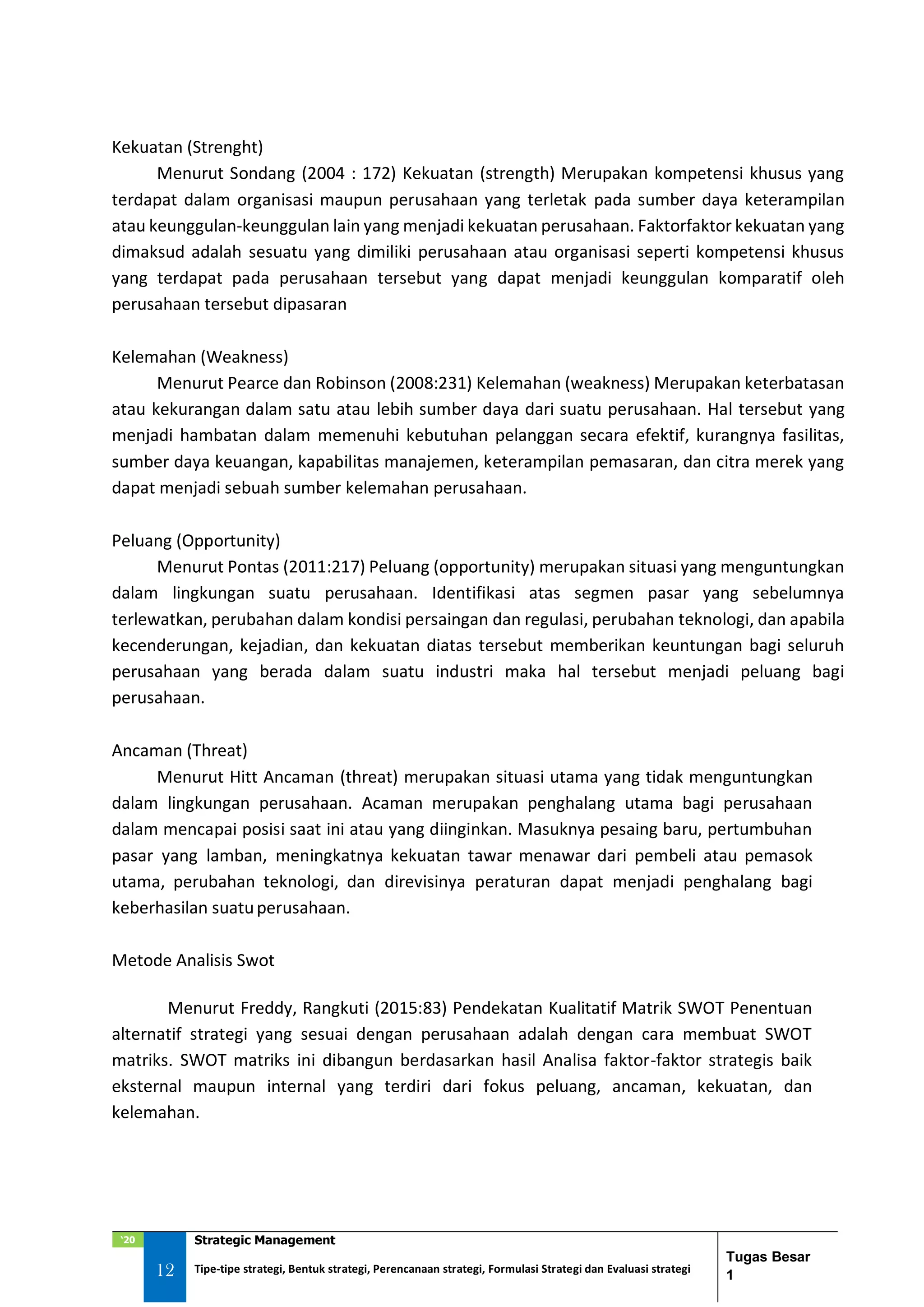 Resume materi kuliah tipe tipe strategi, bentuk strategi, perencanaan ...