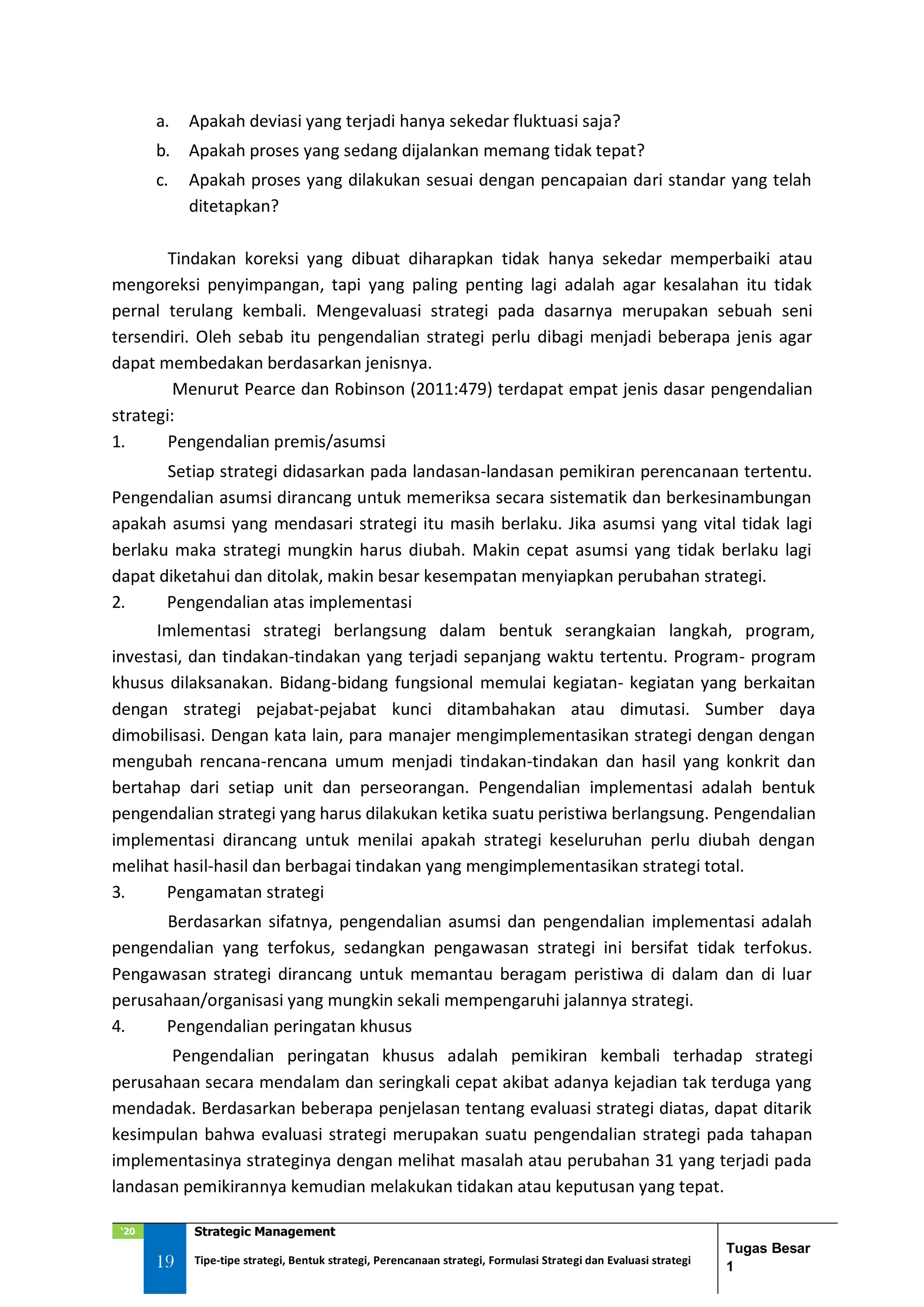 Resume materi kuliah tipe tipe strategi, bentuk strategi, perencanaan ...