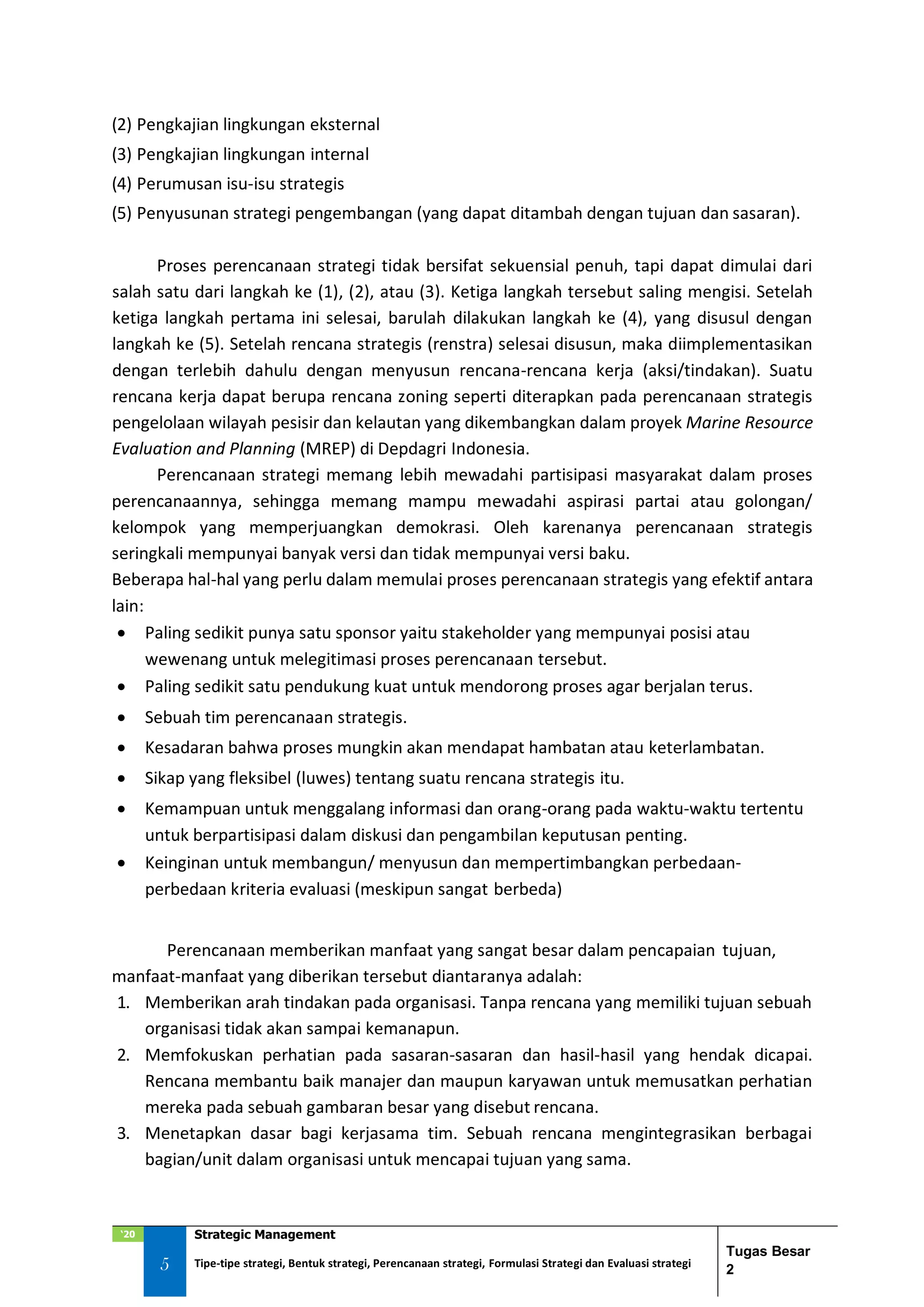 Resume materi kuliah tipe tipe strategi, bentuk strategi, perencanaan ...