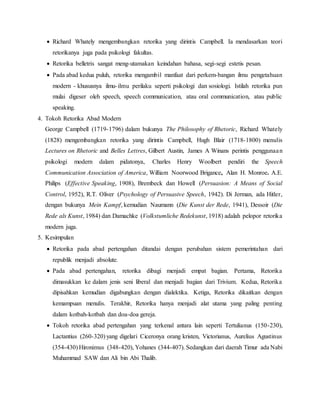 Resume materi mata kuliah ilmu retorika | PDF