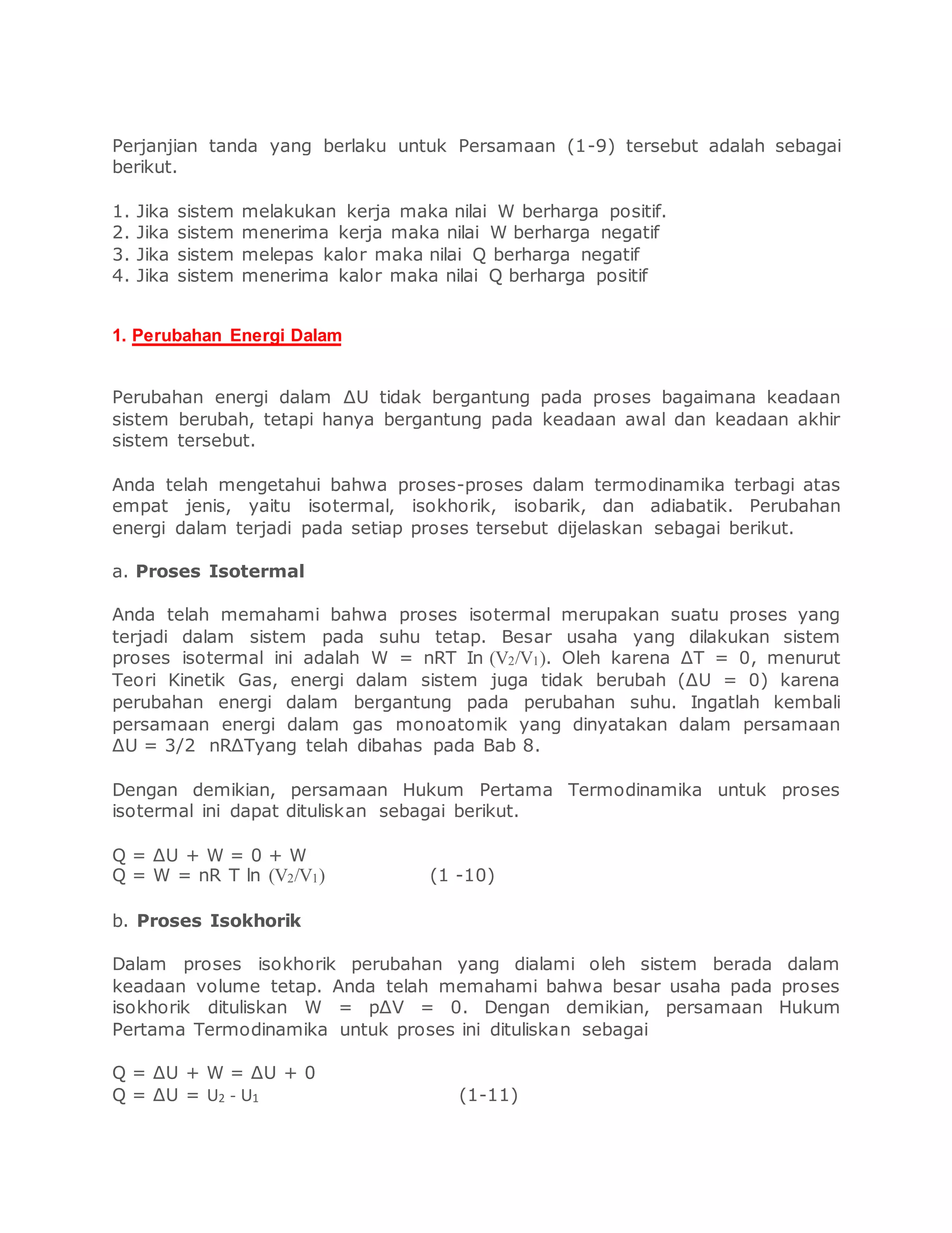 Resume materi termodinamika | DOCX