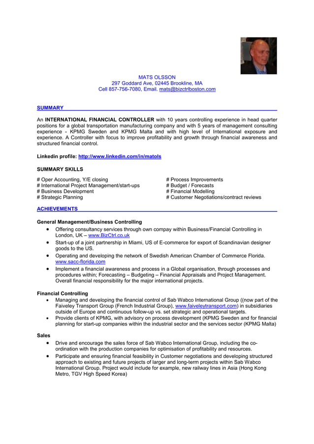 Resume Mats Olsson | PDF