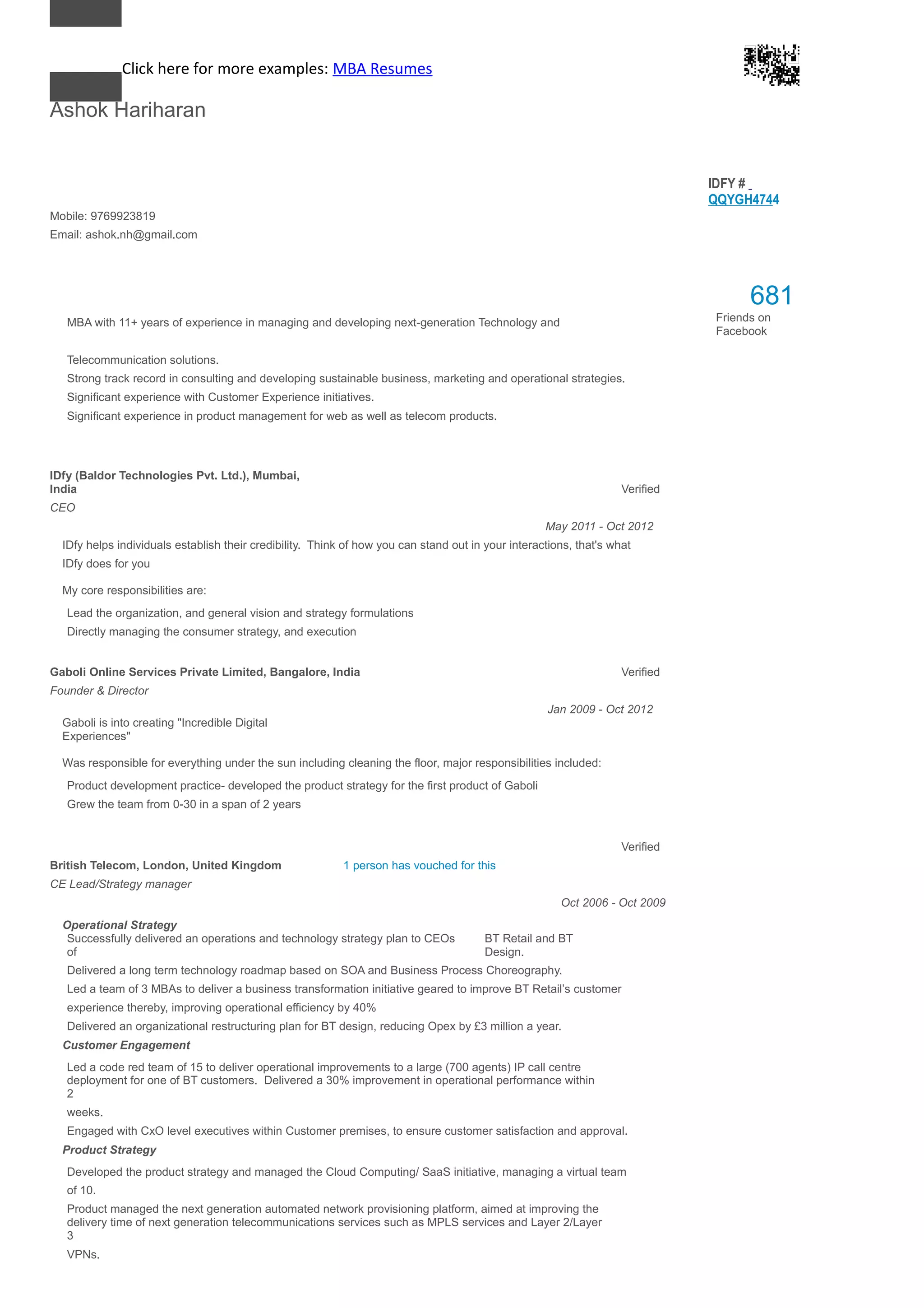 MBA Resume Sample Format | PPT