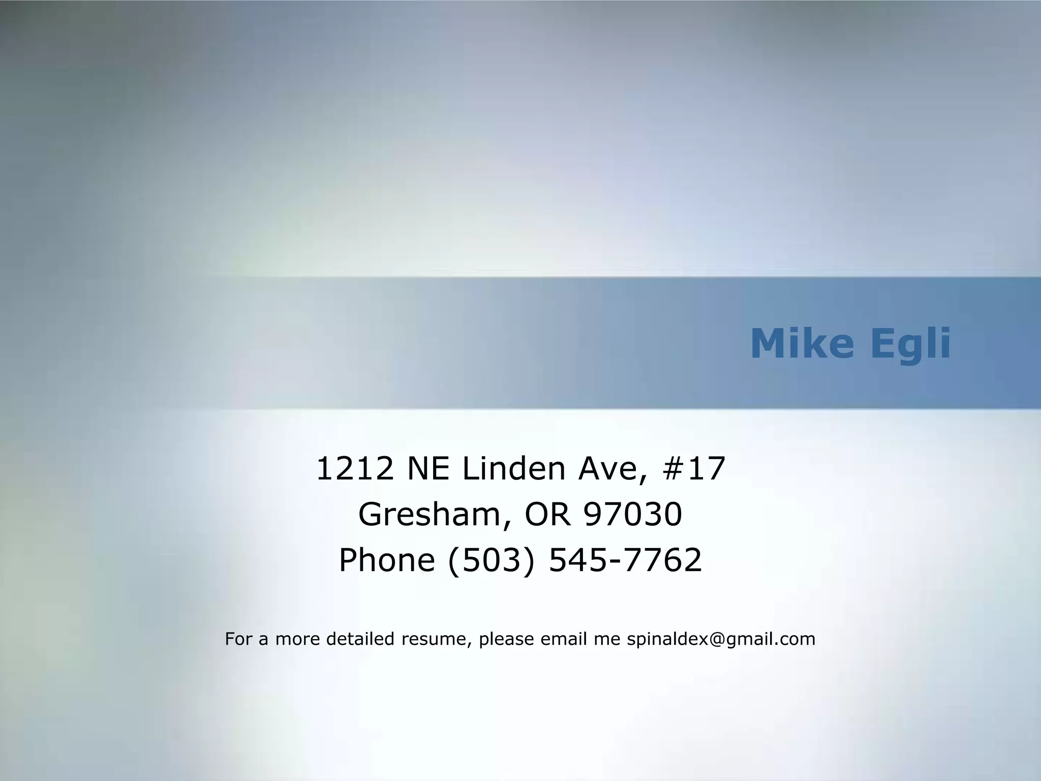 Mike Egli\'s Resume | PPTX
