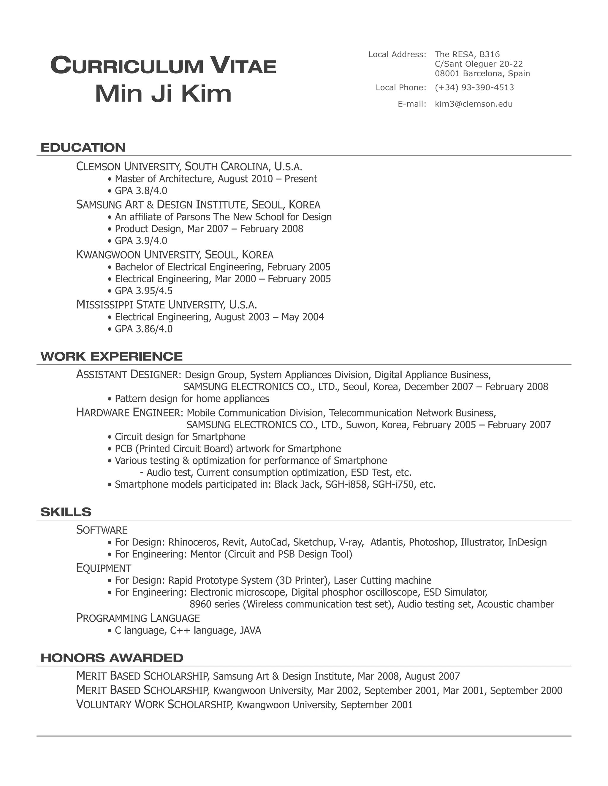 Resume, Minji kim | PDF