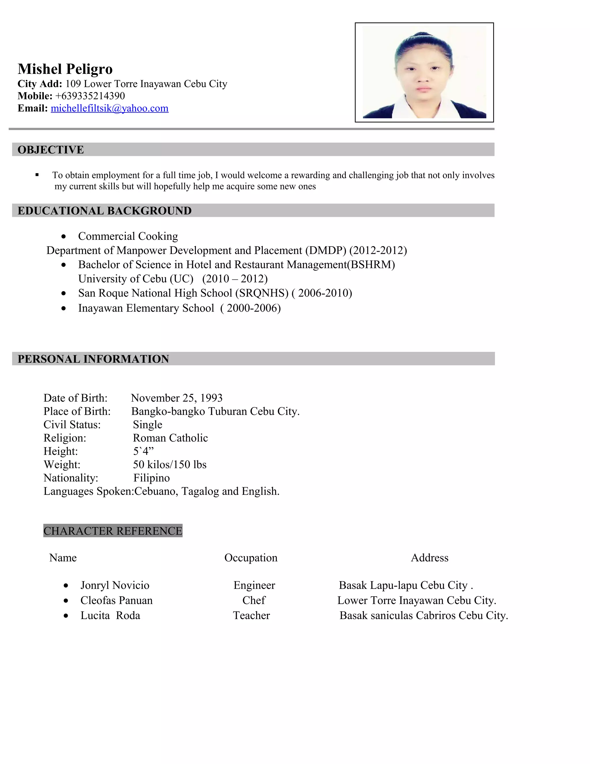 Resume mishel | DOC