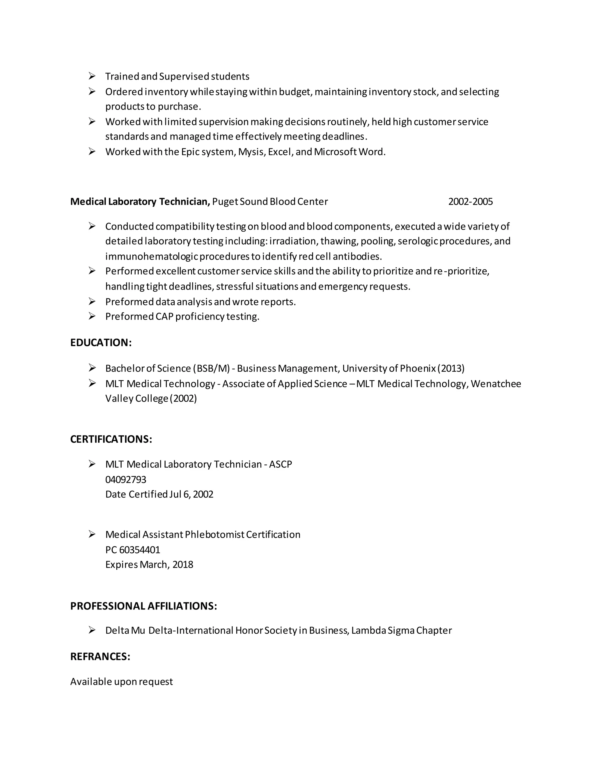 Resume mlt with bullets | PDF