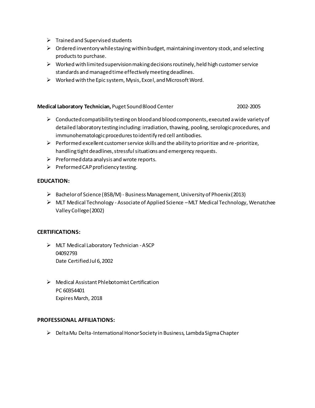 Resume Mlt With Bullets Resume Mlt With Bullets