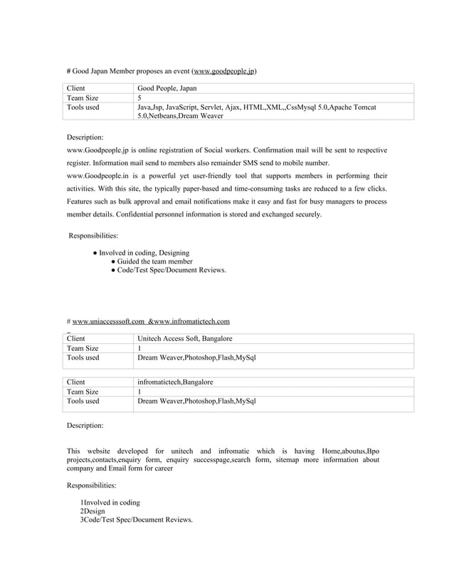 Resume model | RTF | Web Development | Internet