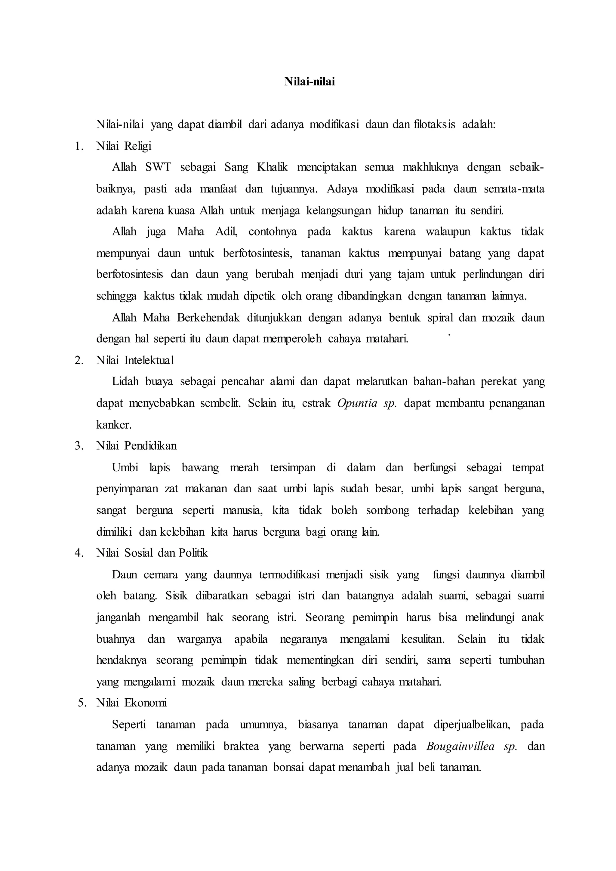 Resume modifikasi daun dan filotaksis | DOCX