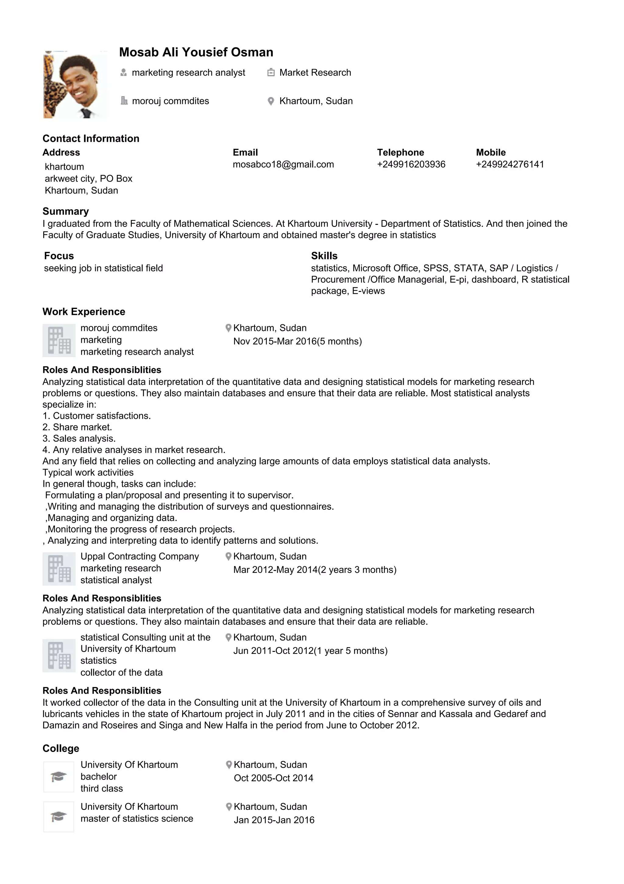 Resume mosab C.V | PDF