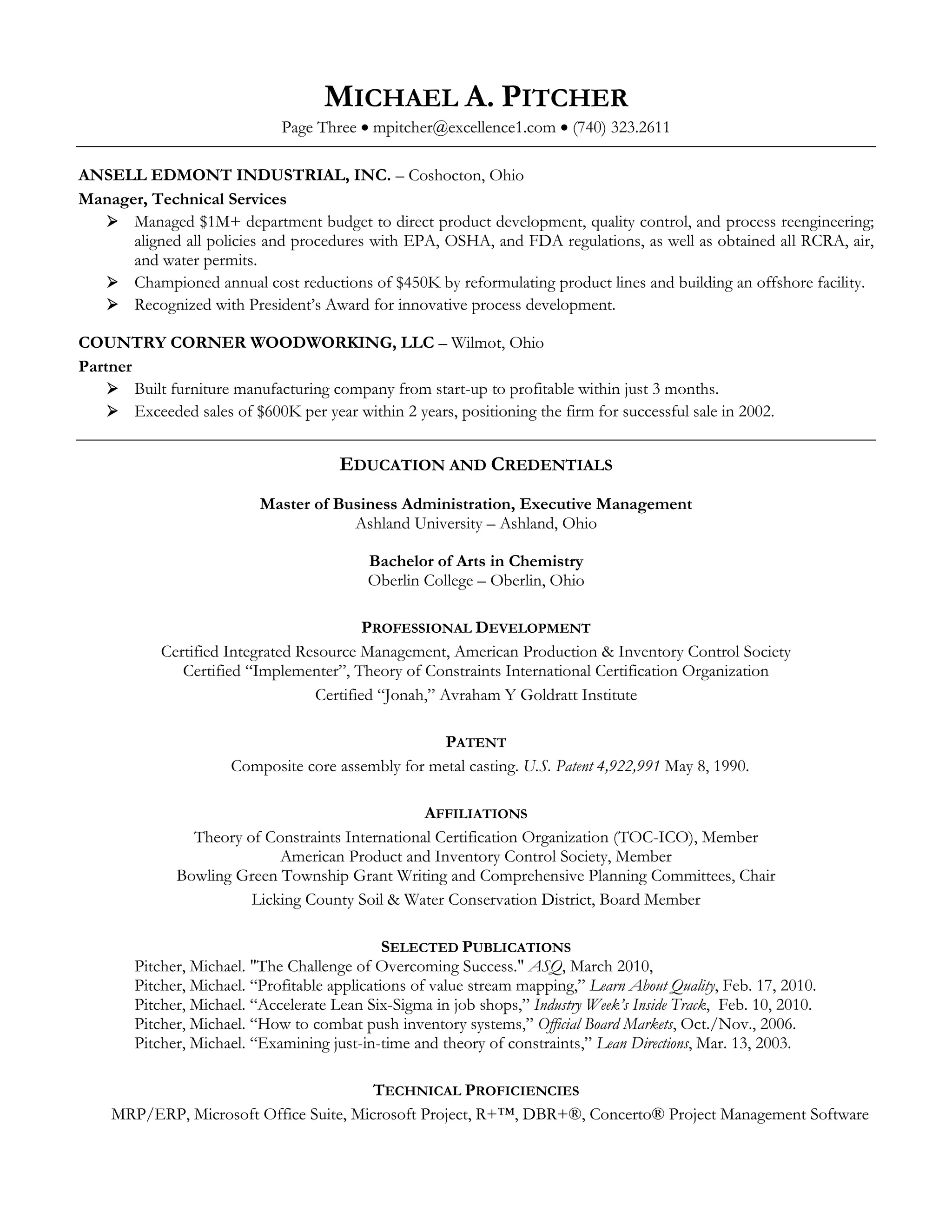 M Pitcher Resume | PDF