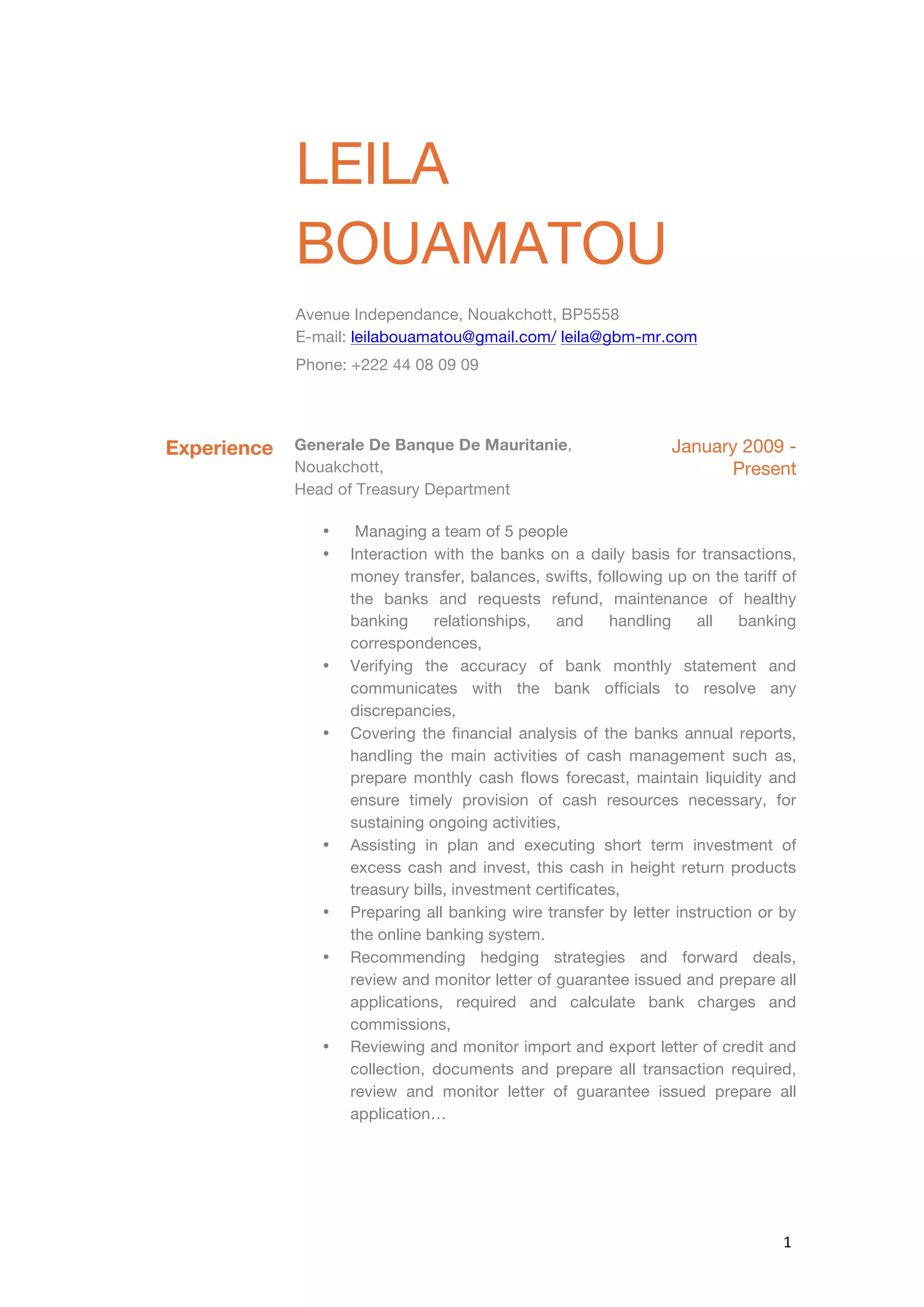Resume mrs leila bouamatou | PDF
