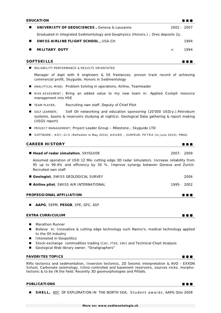 Geology Cv For Graduate School
