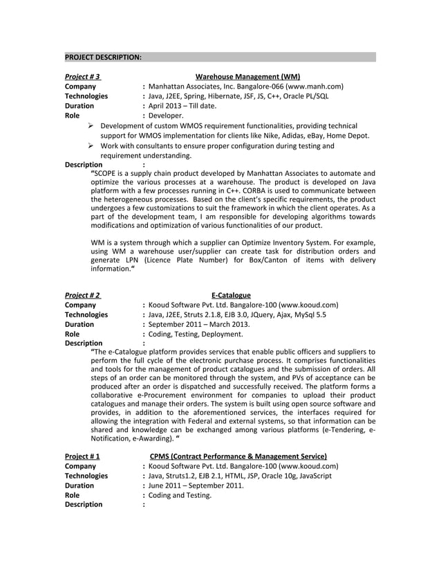 Resume munin 5yrs_java_oracle | PDF