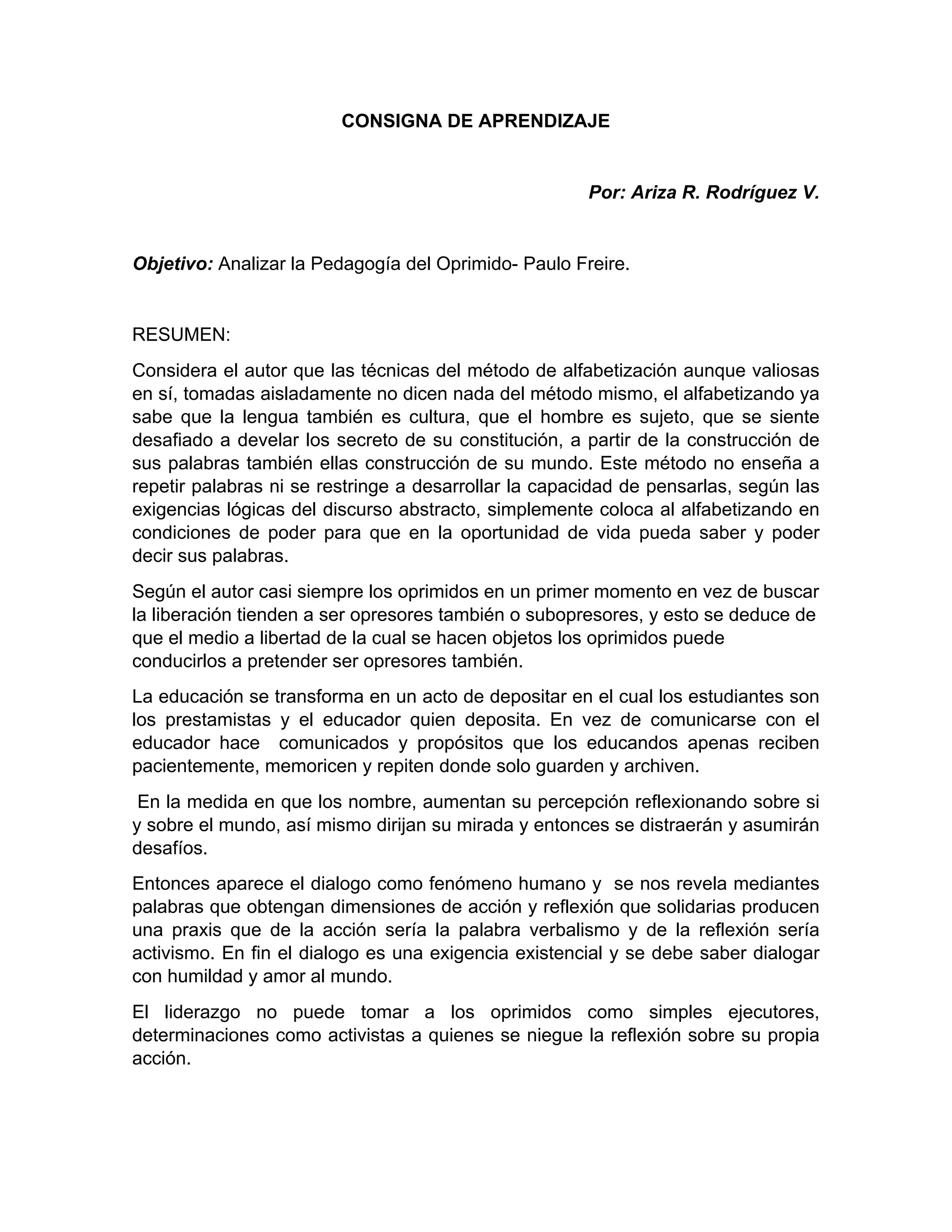 La Pedagogía Del Oprimido Pdf
