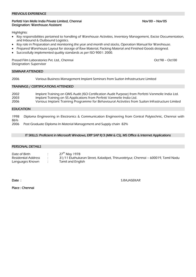 Resume for Purchase & procurement | PDF
