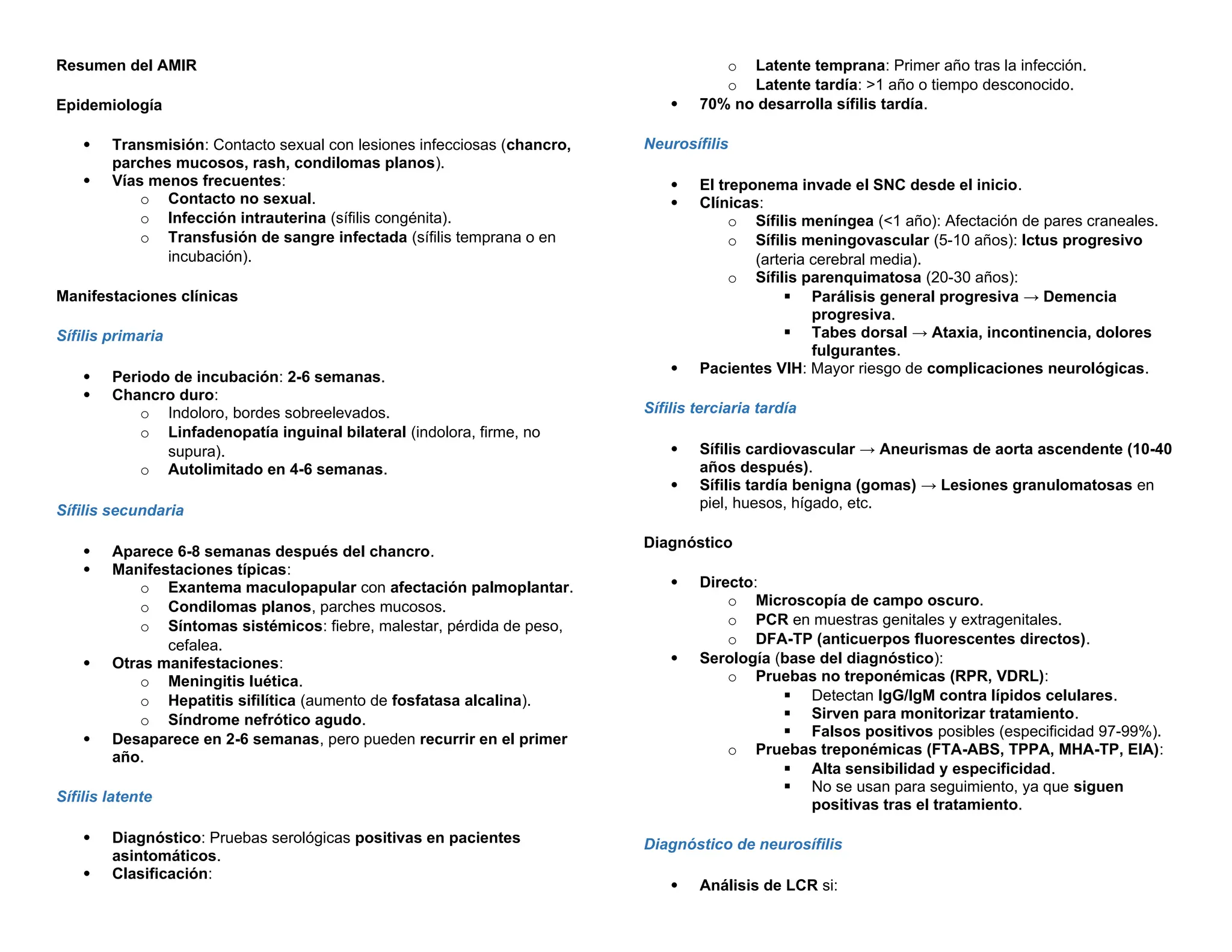 Resumen de la enfermedades de transmusion sexual sifilis. | DOCX