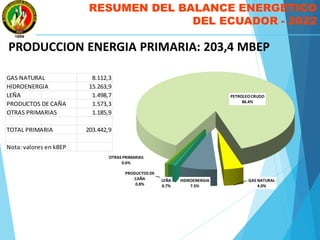 RESUMEN DEL BALANCE ENERGETICO DEL ECUADOR - 2022 | PDF