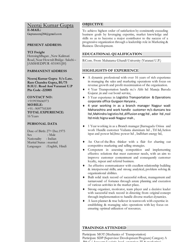 Resume neeraj gupta | PDF