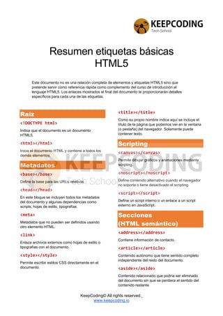 Resumen etiquetas html5 | PDF