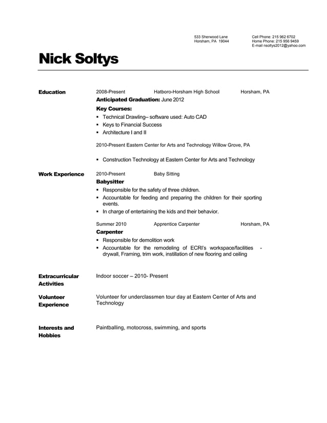Resume nick soltys | DOCX