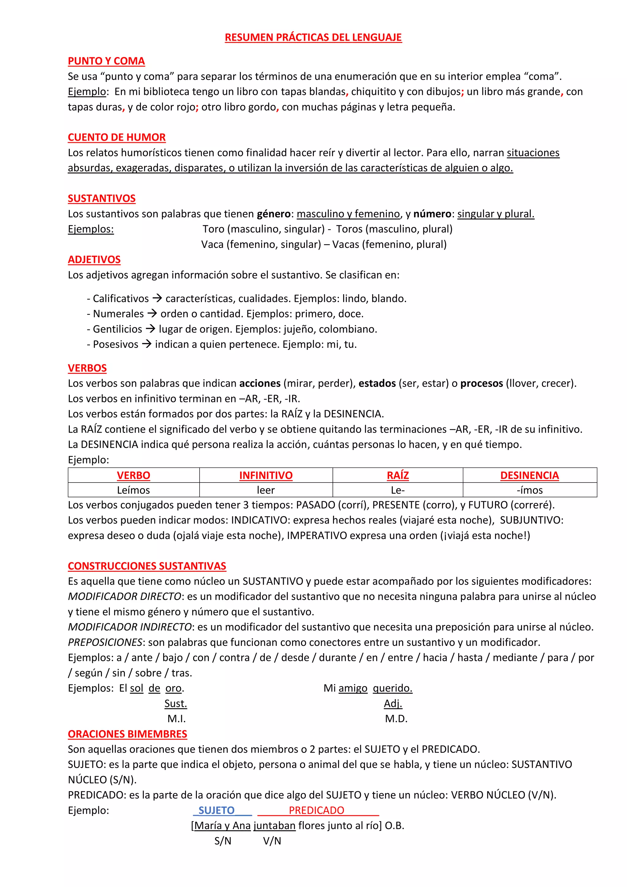 Resumen Prácticas del Lenguaje 4to grado de primaria | PDF