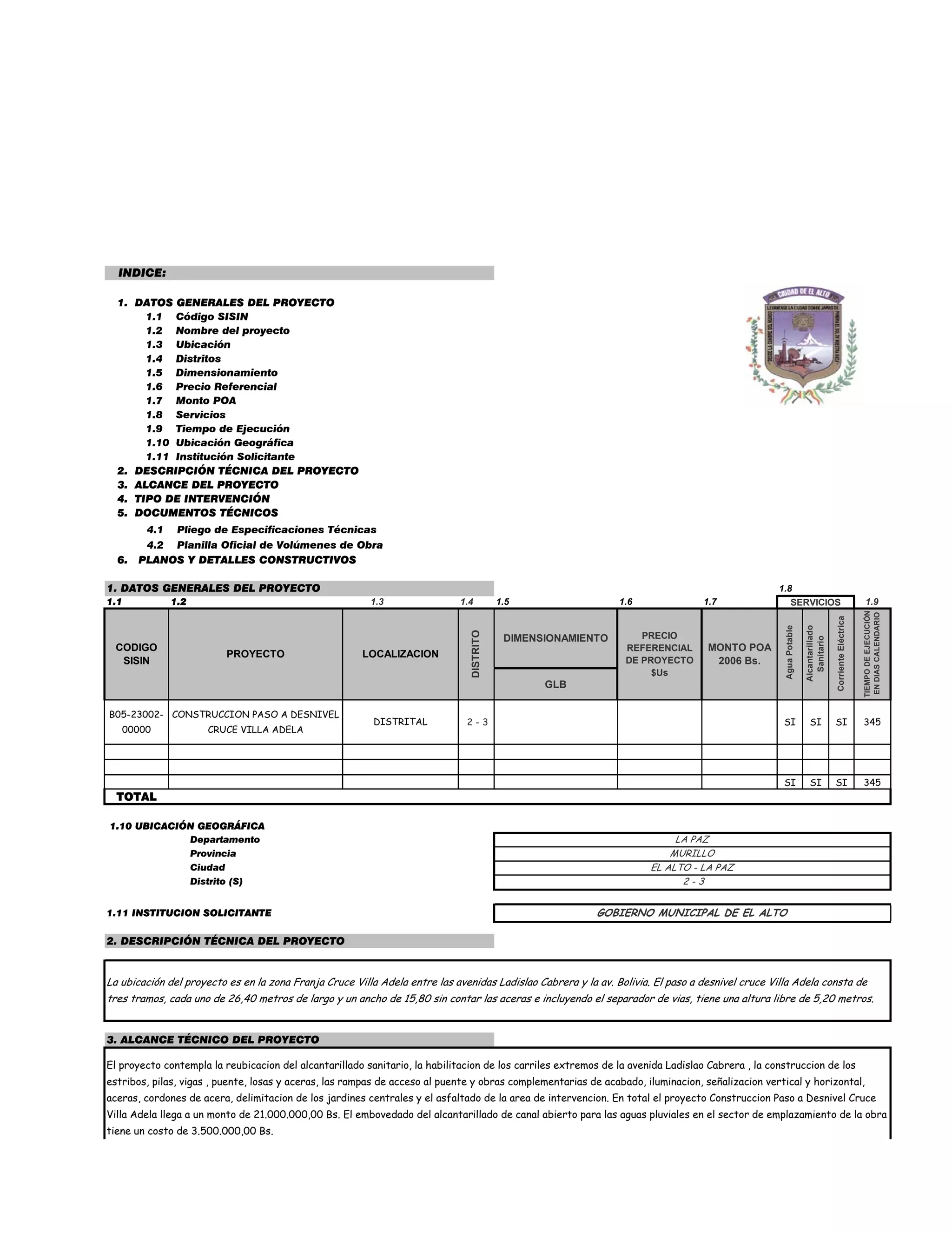 Resumen proyecto construccion paso a desnivel cruce villa adela | PDF