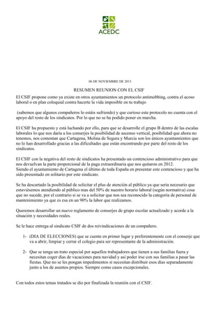 Resumen reunion csif | ODT